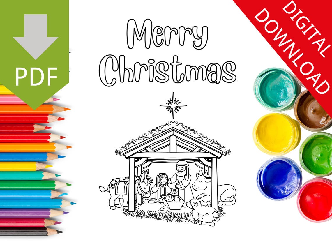 Christmas Coloring Page Bundle Nativity Coloring Bundle Christian ...