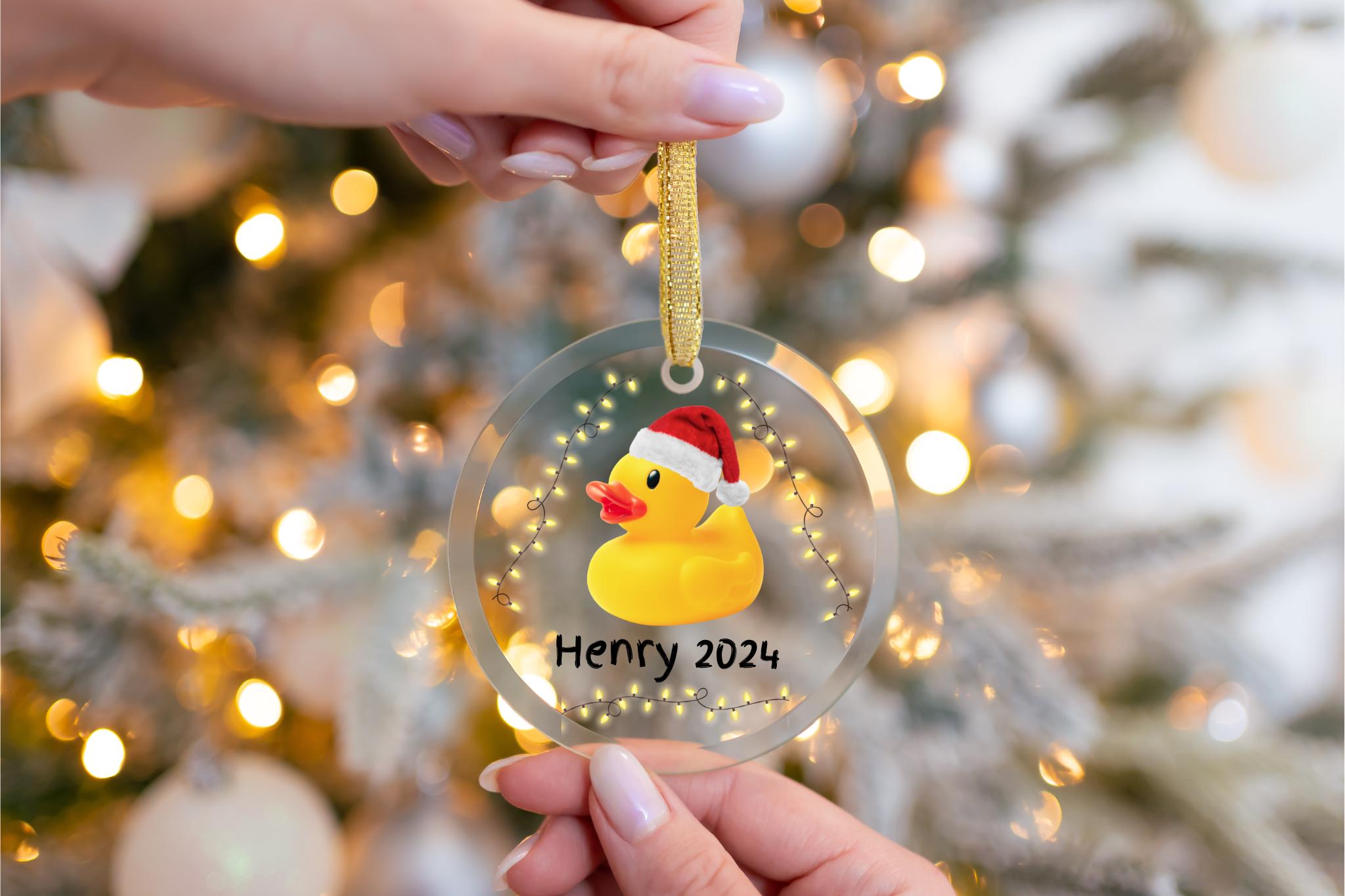 Merry Duckmas Ornament Cute Duck Ornament Glass Acrylic Christmas ...