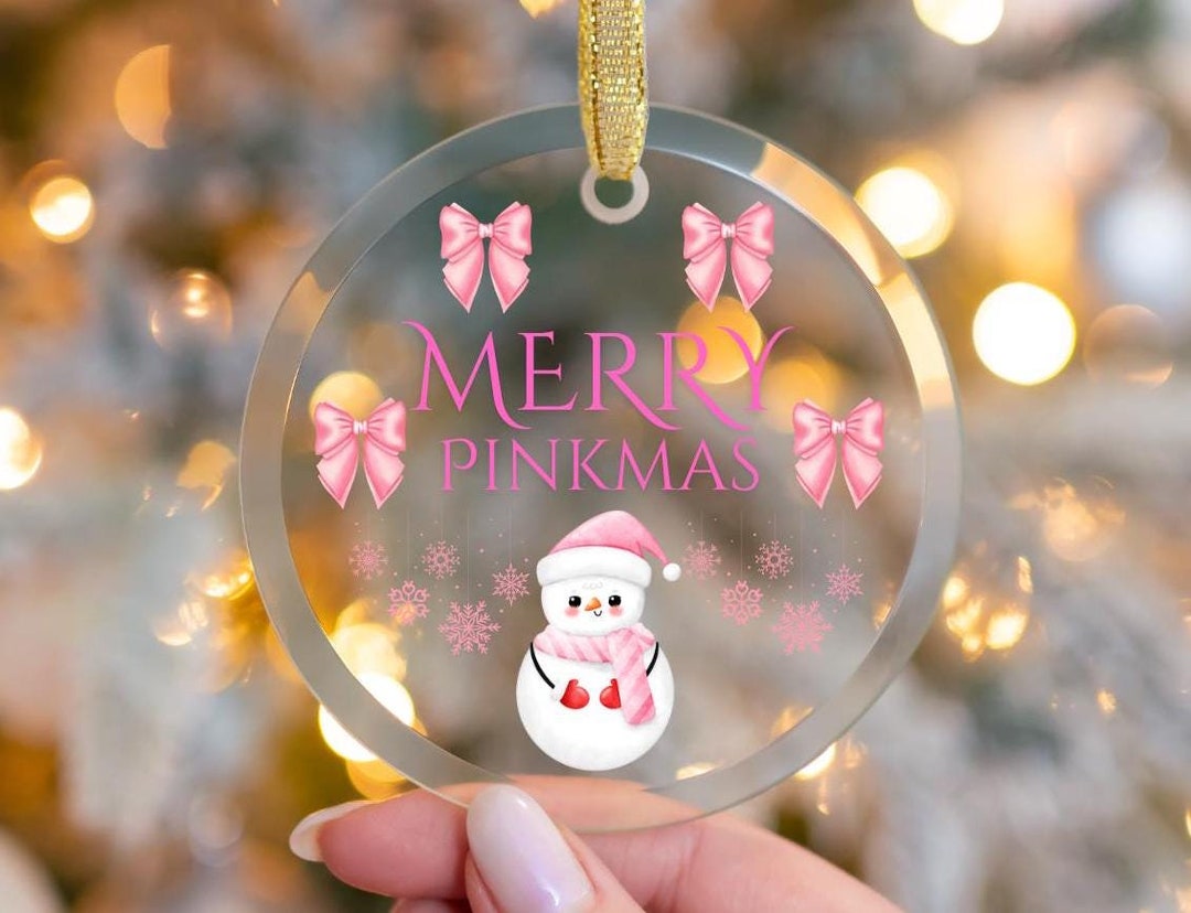 Pink Snowman Christmas Ornament Merry Pinkmas Pink Coquette Bow ...