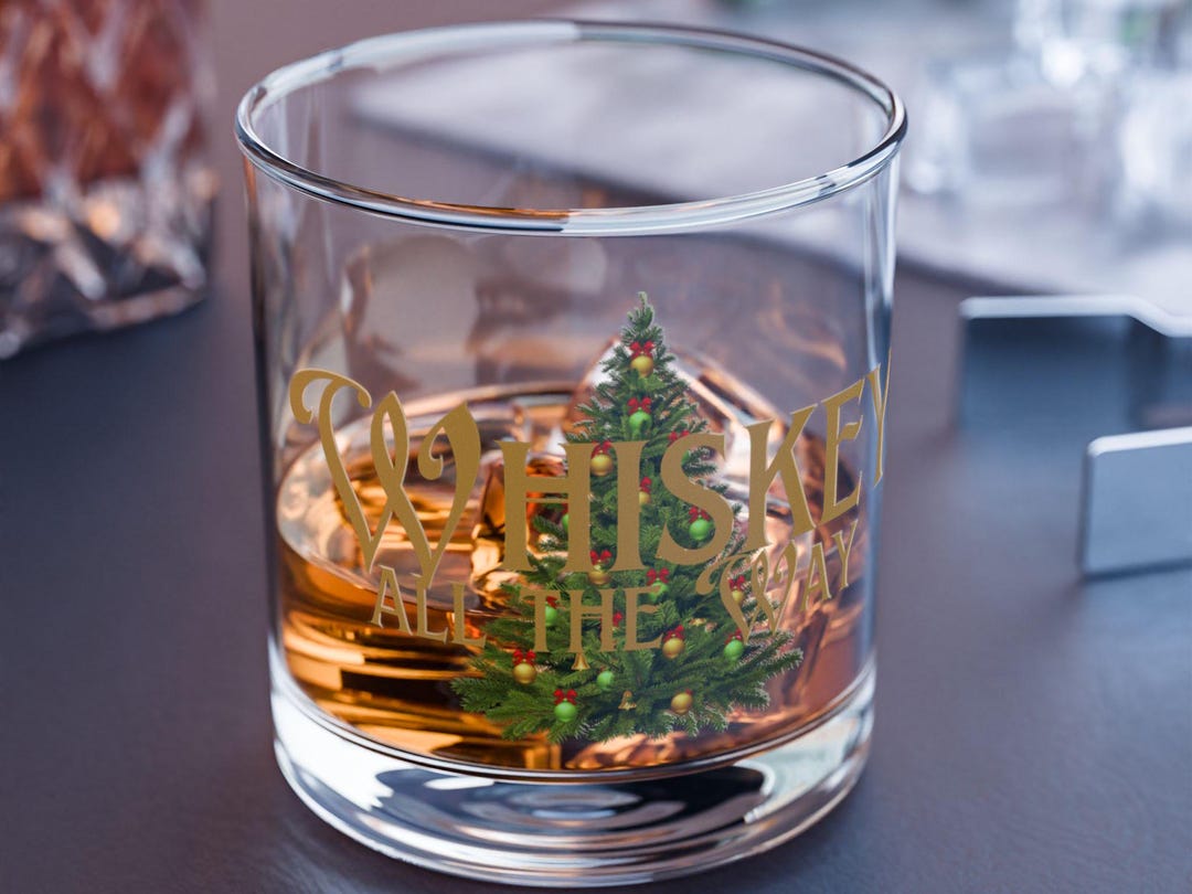 Christmas Bourbon Glass Christmas Whiskey Glass Rocks Glass Whiskey All ...