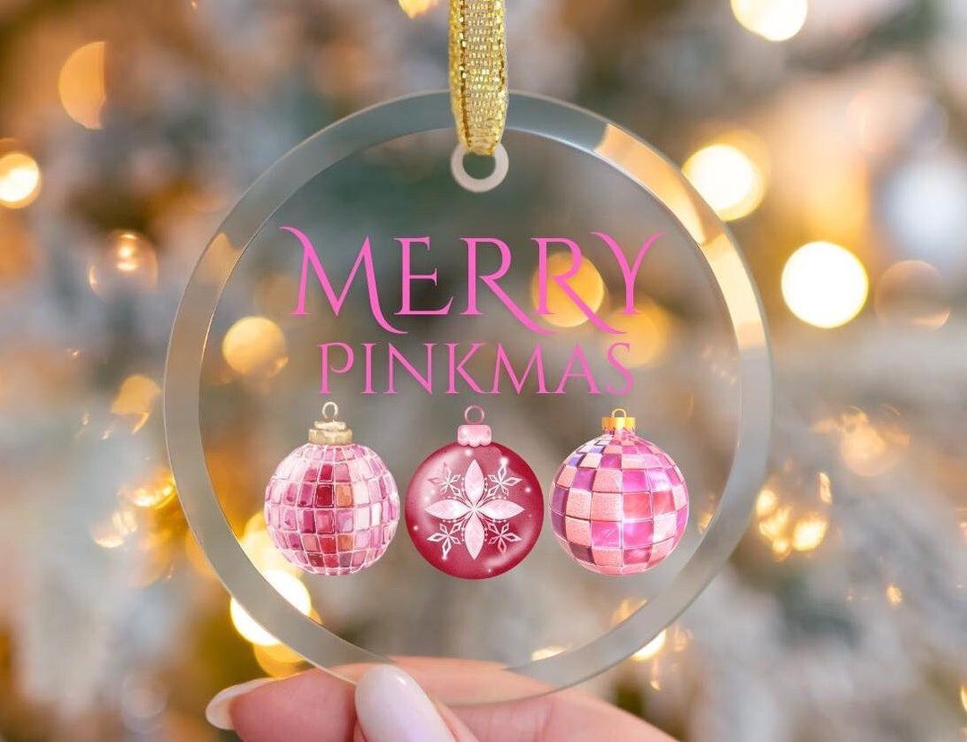 Pink Christmas Ornament Merry Pinkmas Pink Christmas Disco Ball Retro ...
