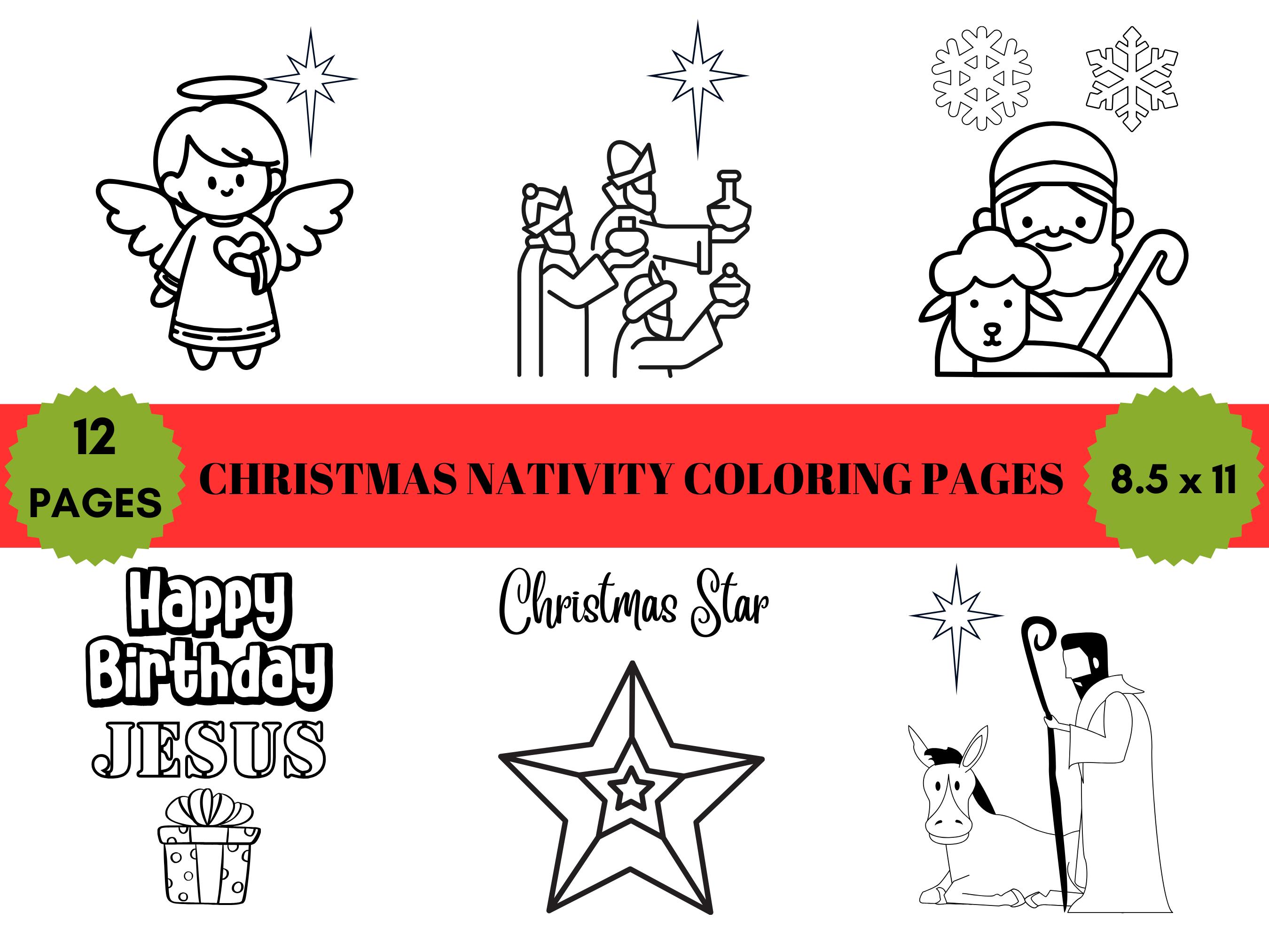 Christmas Coloring Page Bundle Nativity Coloring Bundle Christian ...