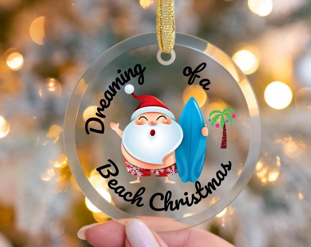 Santa at the Beach Christmas Ornament Beach Christmas Ornaments ...