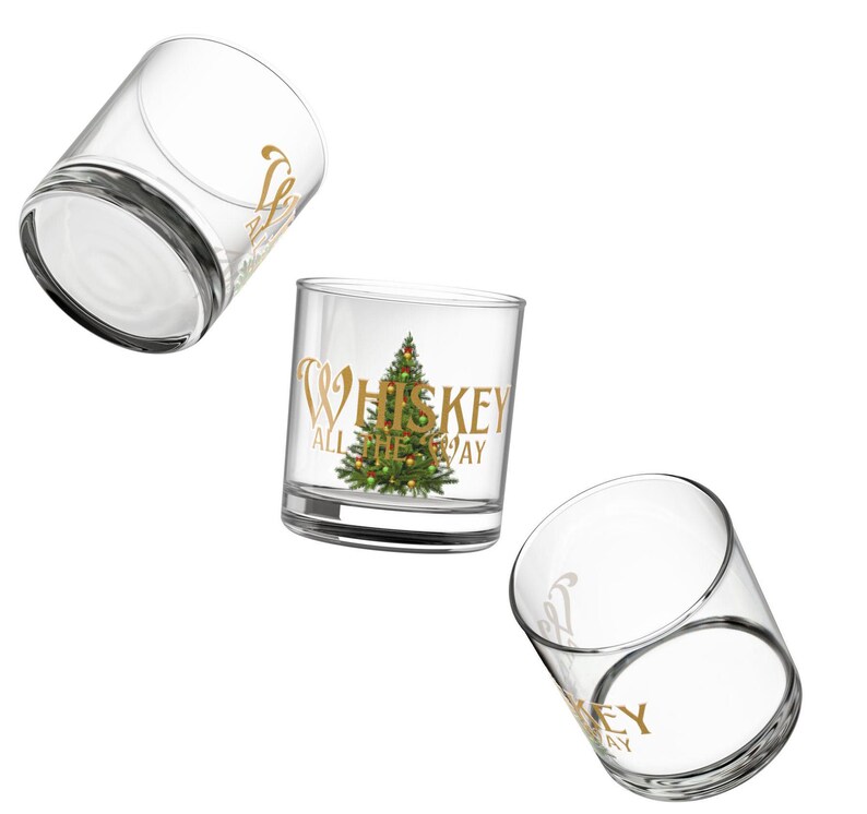 Christmas Bourbon Glass Christmas Whiskey Glass Rocks Glass Whiskey All ...