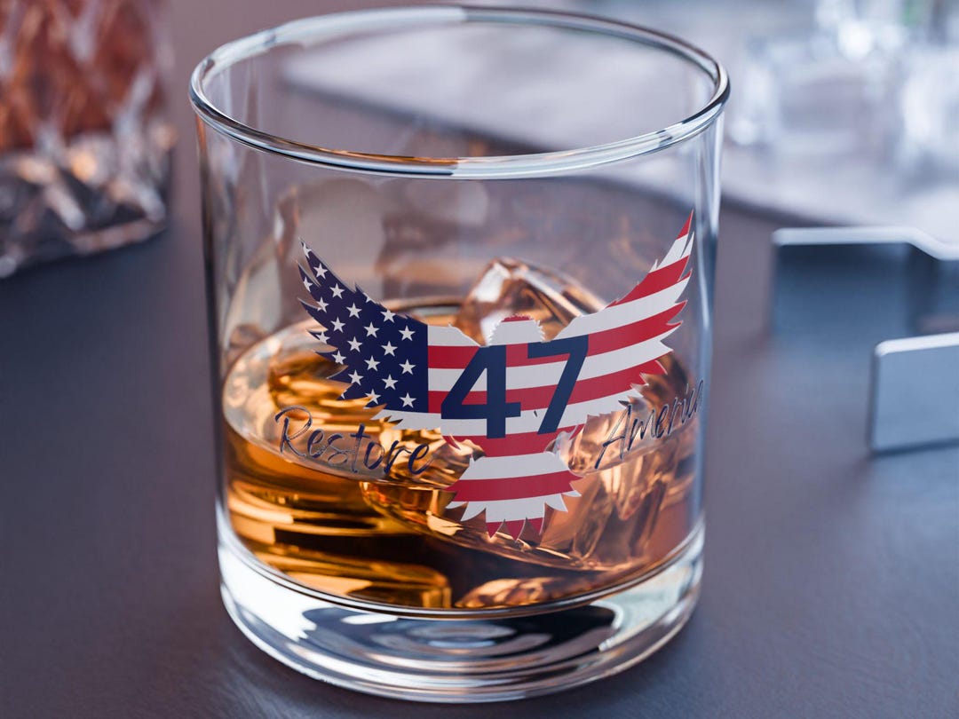 Whiskey Glass Bourbon Glass American Flag Glassware Election 2024 ...