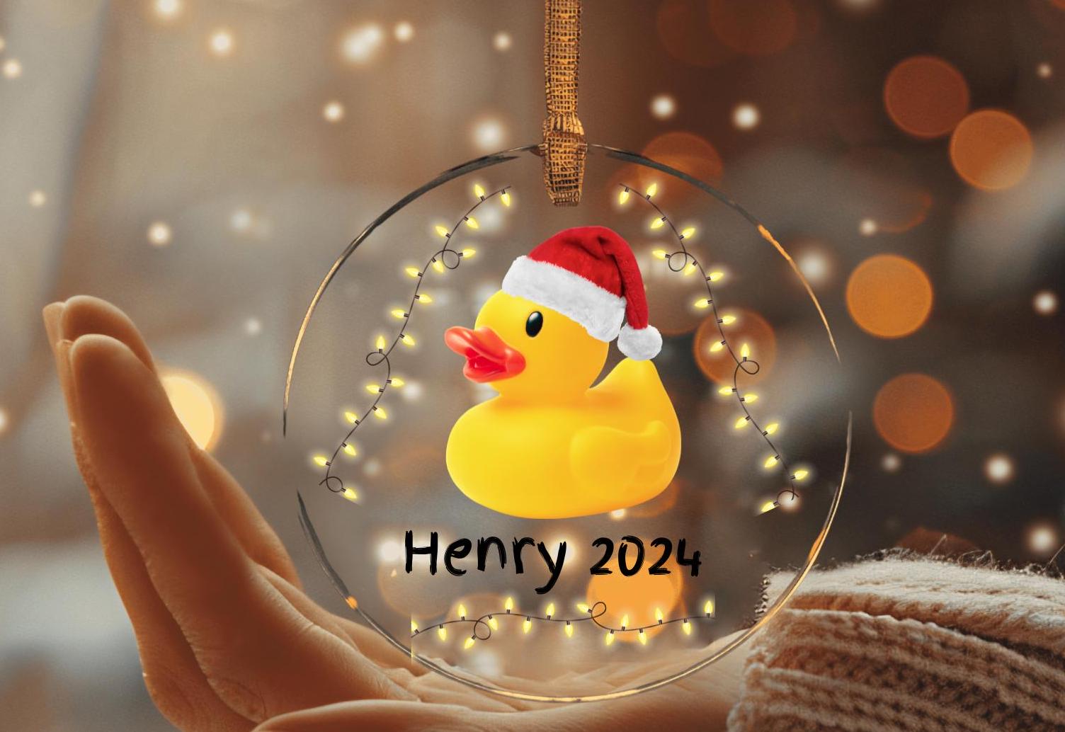 Merry Duckmas Ornament Cute Duck Ornament Glass Acrylic Christmas ...