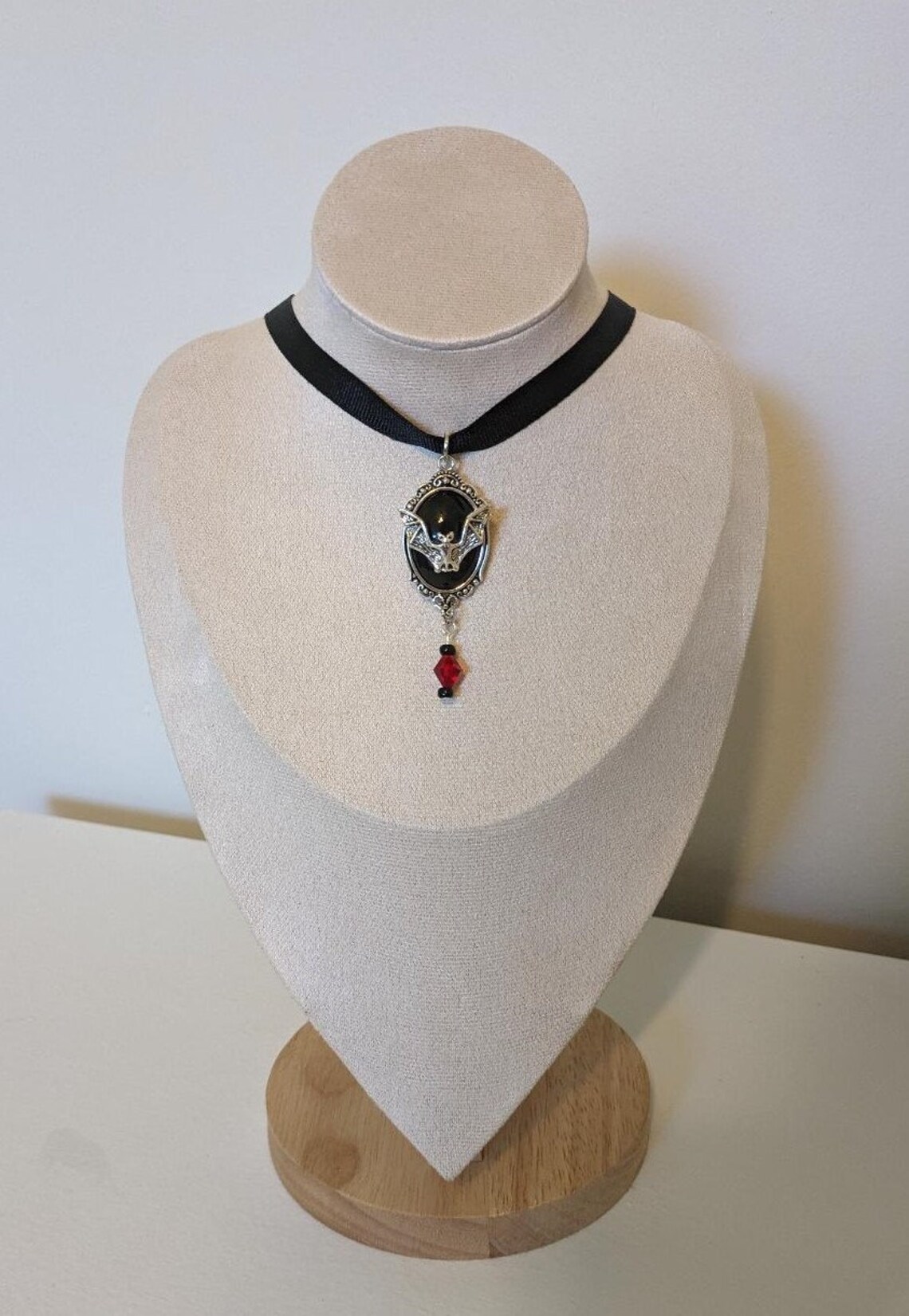 Black Ribbon Bat Choker, Red Crystal Drop Choker, Gothic Jewelry - Etsy