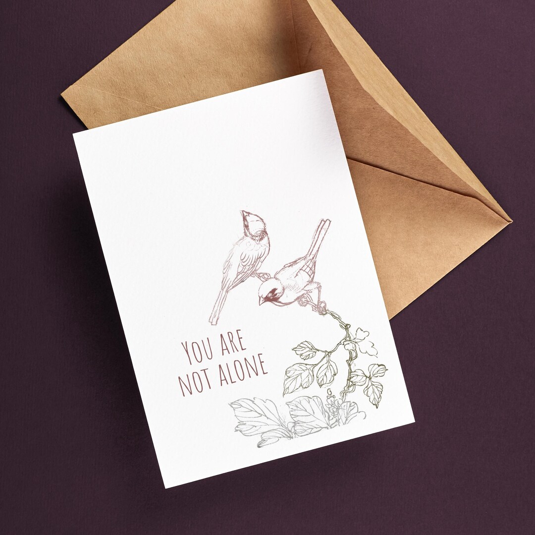 AA You Are Not Alone Mental Health Printable Greeting Card Alcoholics ...