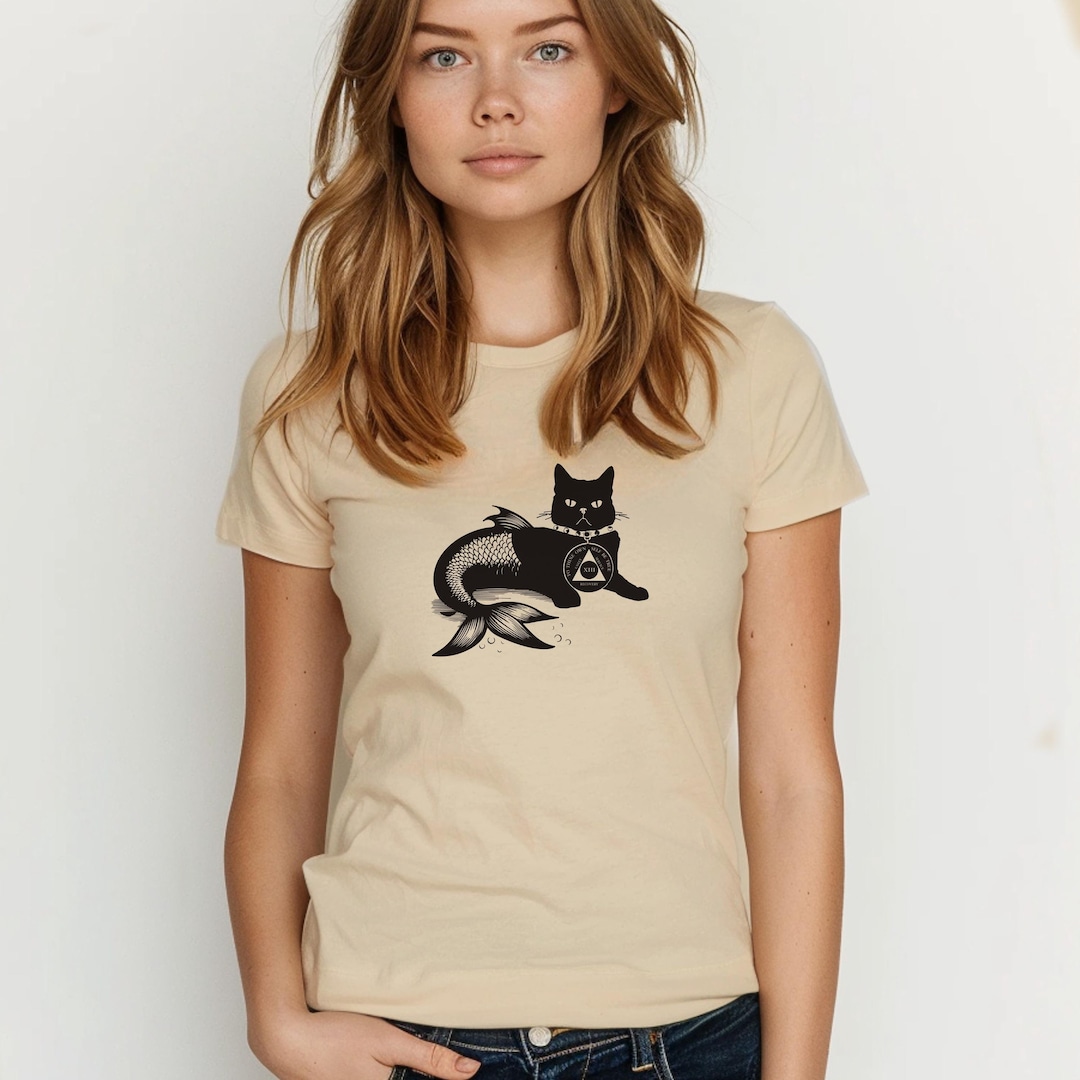 Black Purr-maid Cat AA Medallion Tshirt Alcoholics Anonymous Recovery ...