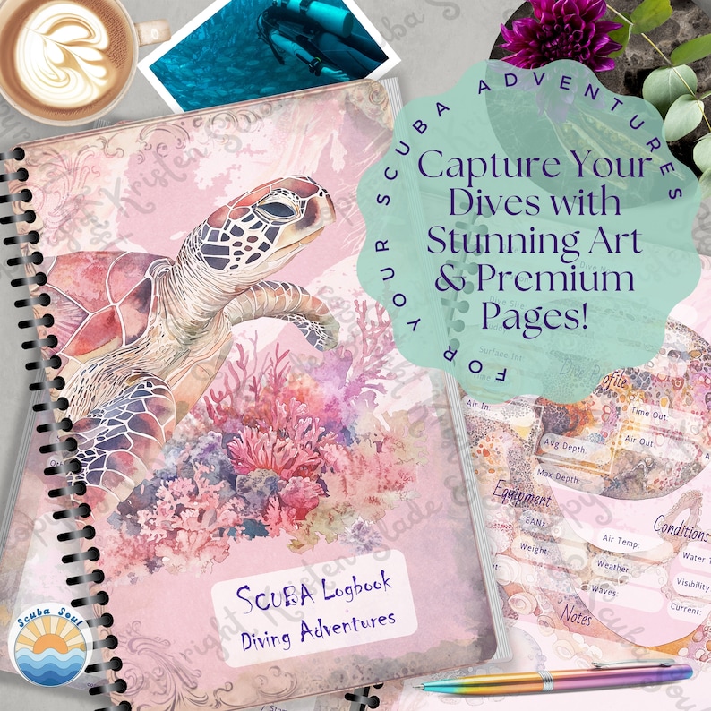 Scuba Dive Logbook | Dive Journal | Diver's Log Book | Full Color ...