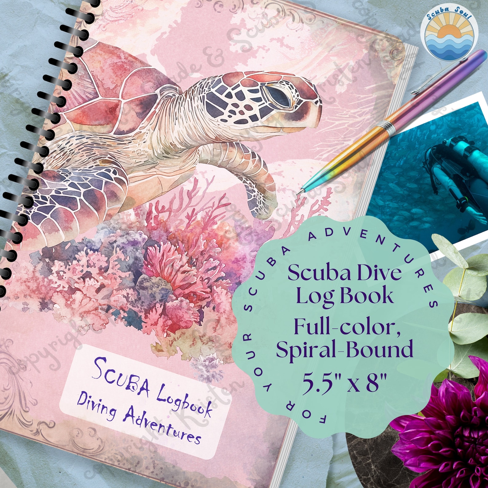 Scuba Dive Logbook | Dive Journal | Diver's Log Book | Full Color ...