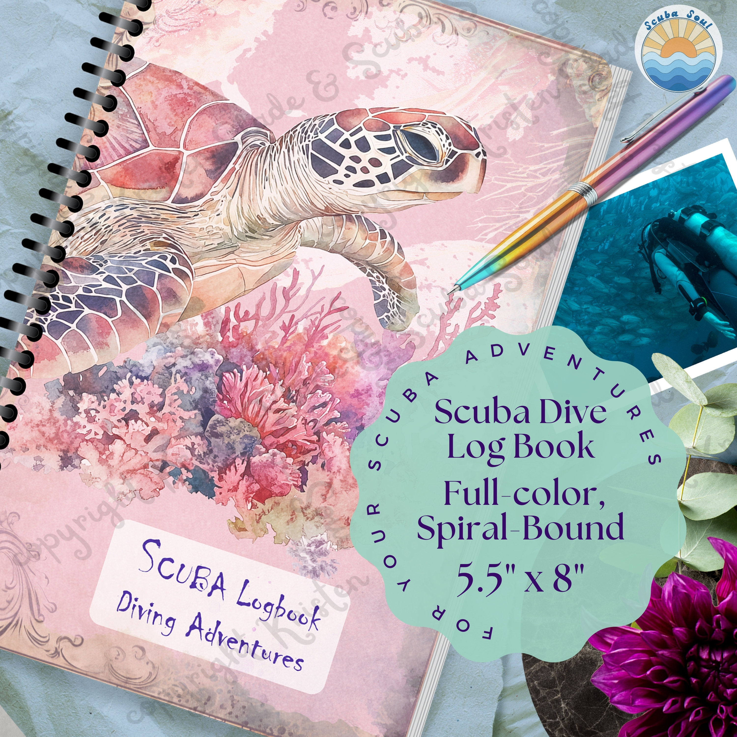 Scuba Dive Logbook | Dive Journal | Diver's Log Book | Full Color ...