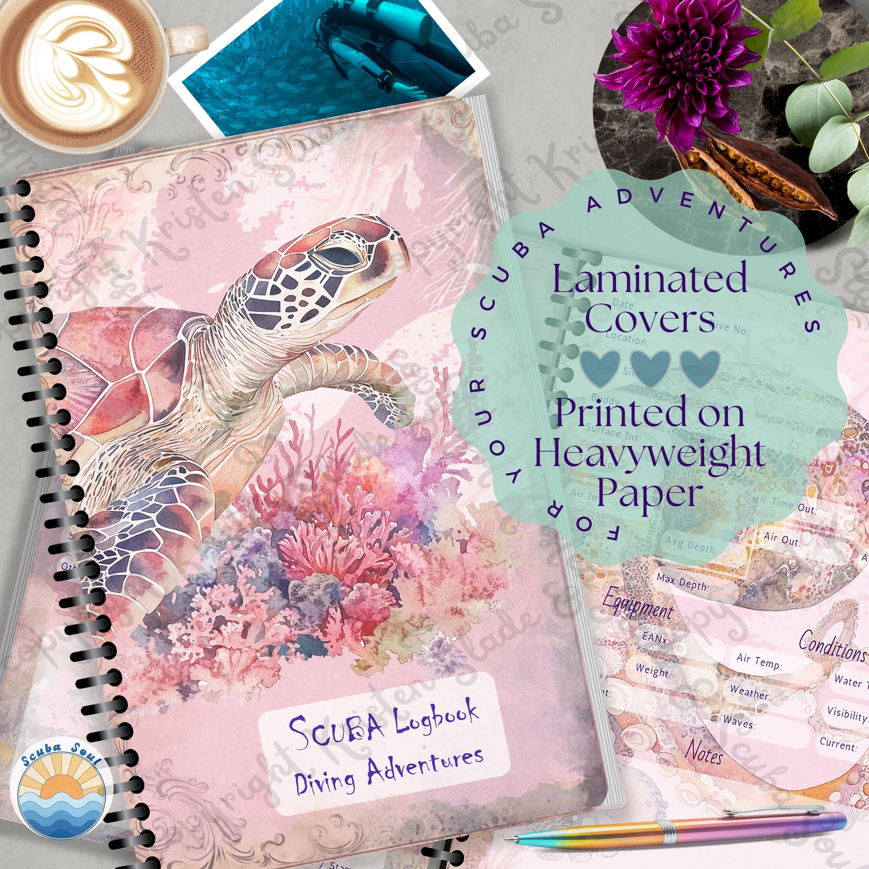 Scuba Dive Logbook | Dive Journal | Diver's Log Book | Full Color ...