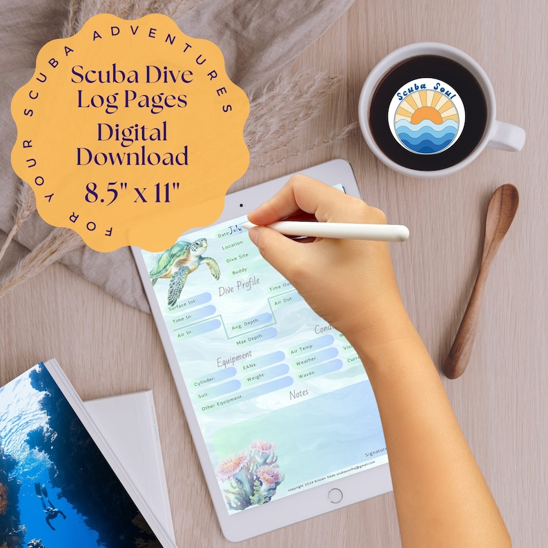 Printable Scuba Dive Log Book Sheets Digital Download Diving Log Print ...