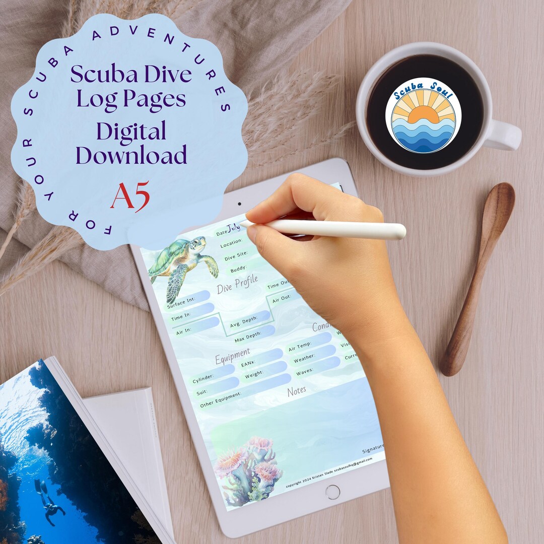 A5 Printable Scuba Dive Log Book Sheets Digital Download Diving Log ...