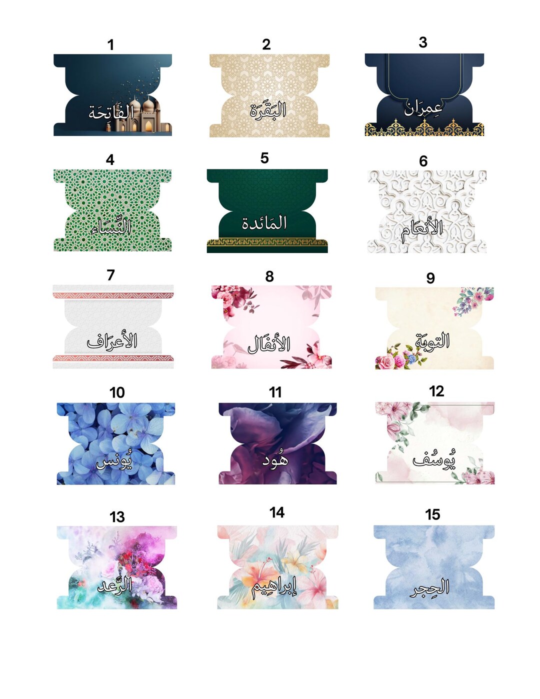 Customized Quran Surah Index Tabs Arabic or English FULL SET - Etsy