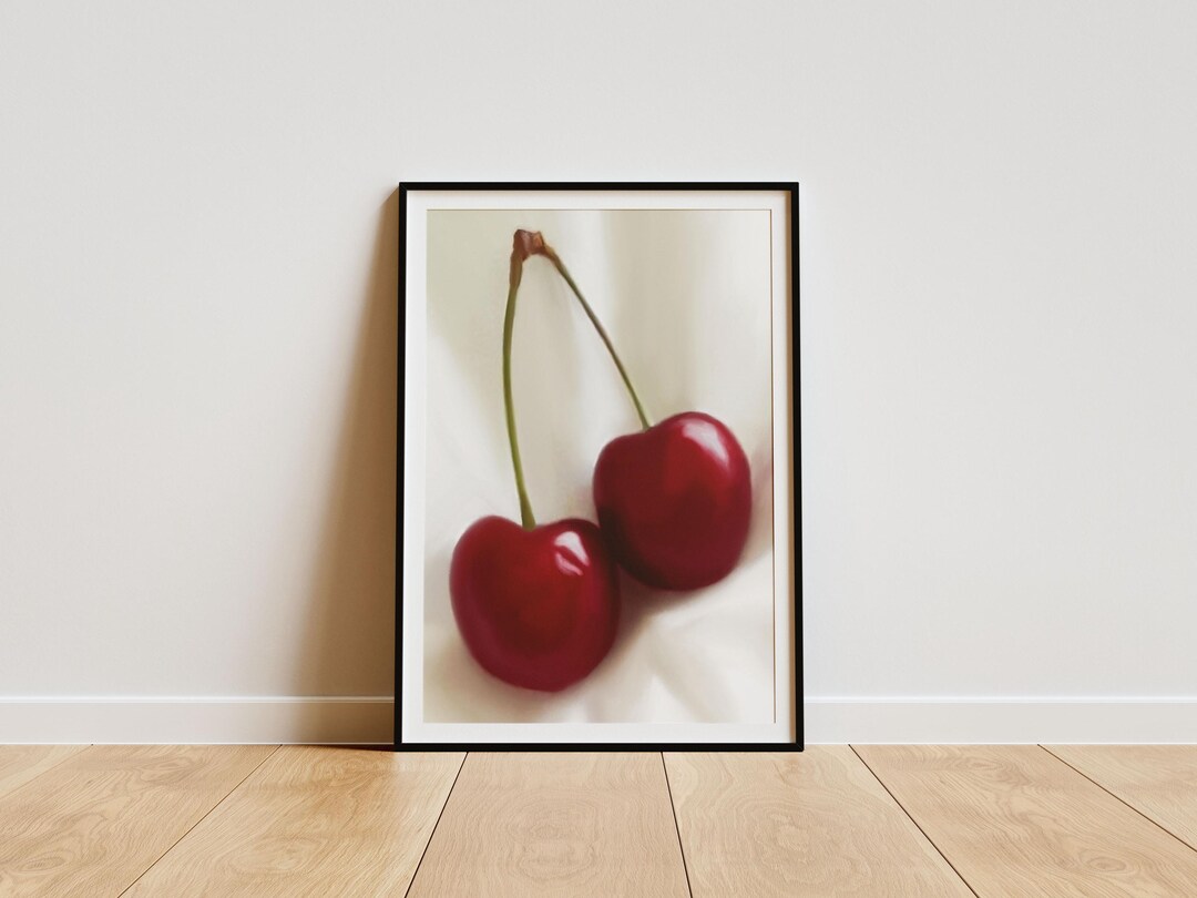 Cherry Together - Cute Wall Art, Realistic Painting, Cherry Print ...