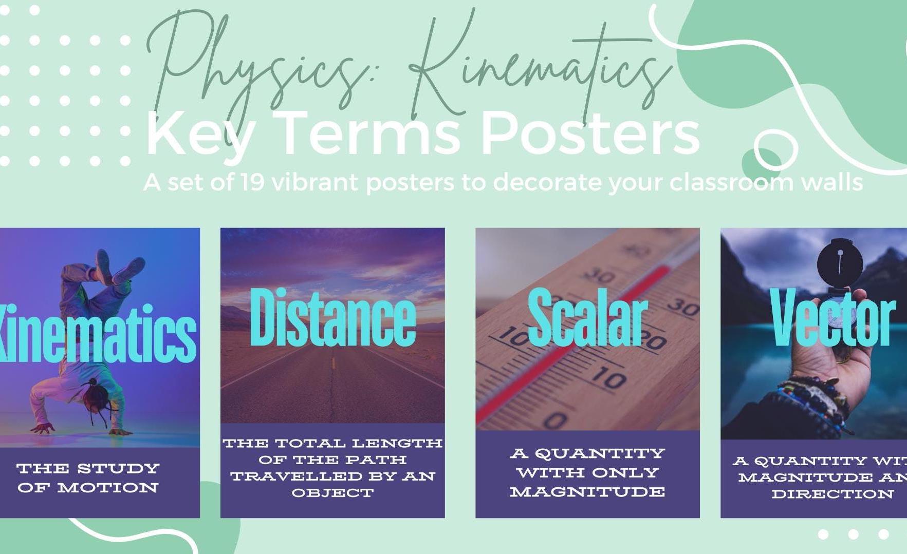 Vibrant Kinematics Posters for Physics Teachers - Etsy