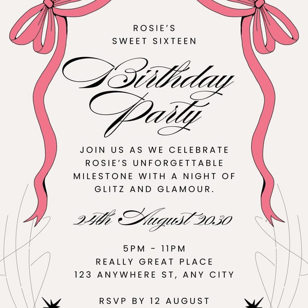 Pink Birthday Party Invitation - Etsy