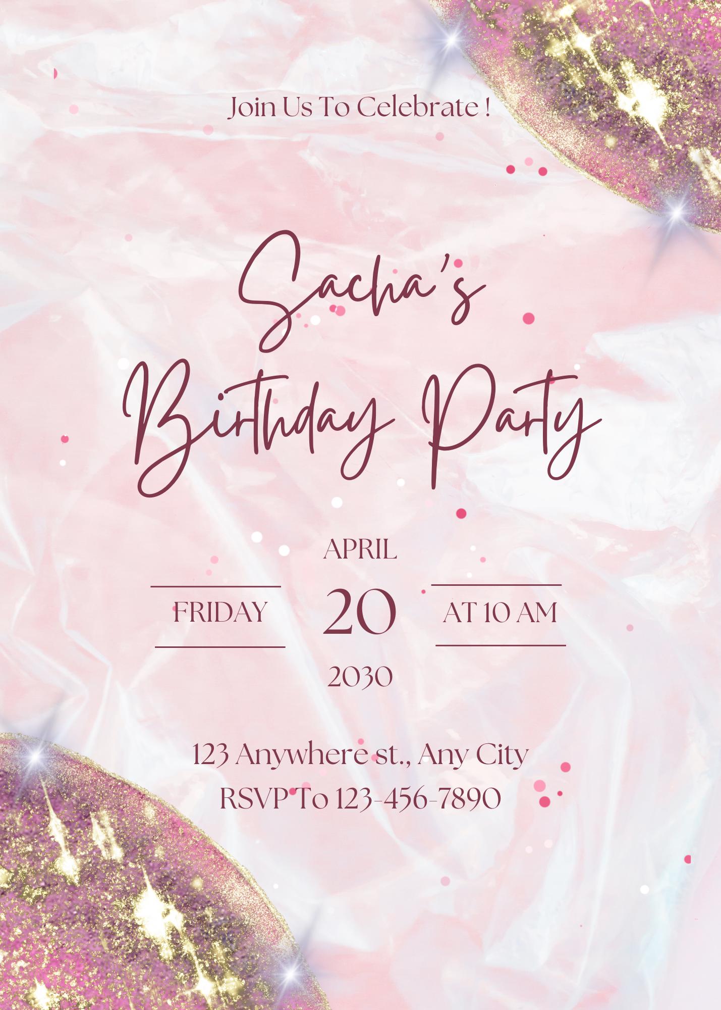 Pink Birthday Party Invitation - Etsy