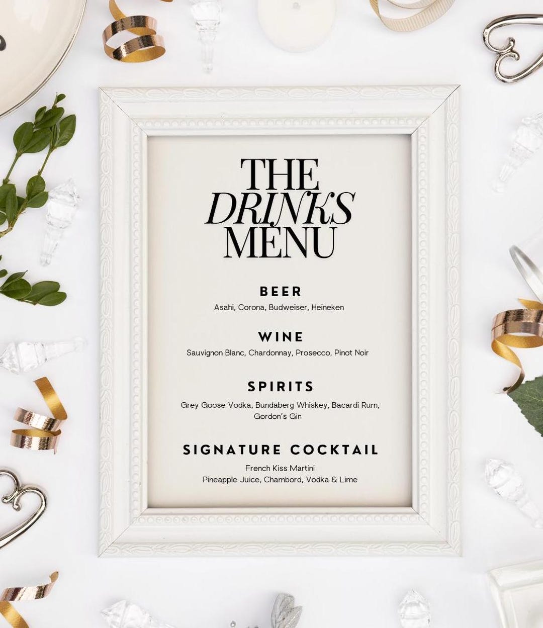 Minimalist Bar Menu TEMPLATE, Simple Drinks Menu Sign, A4 Printable ...