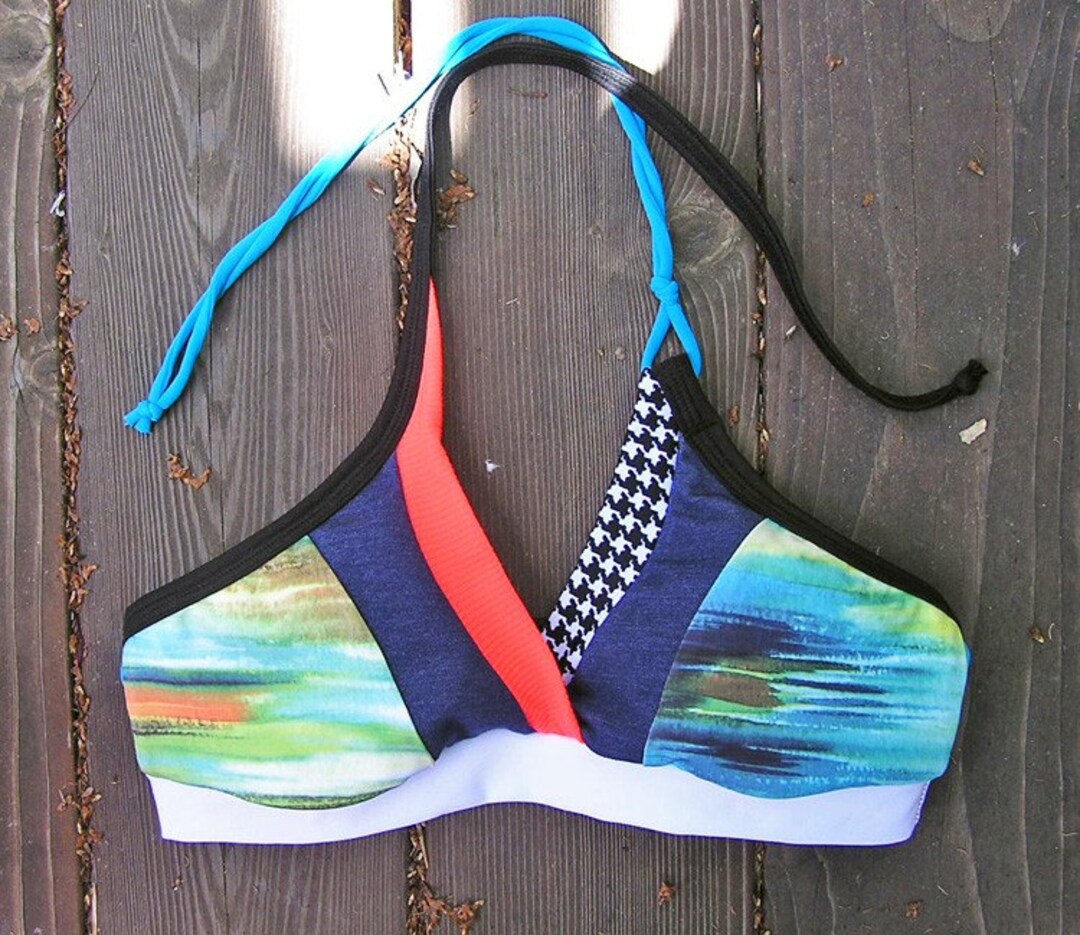 Sea Escape Quilted Retro Swim/workout Sports Bra - Etsy