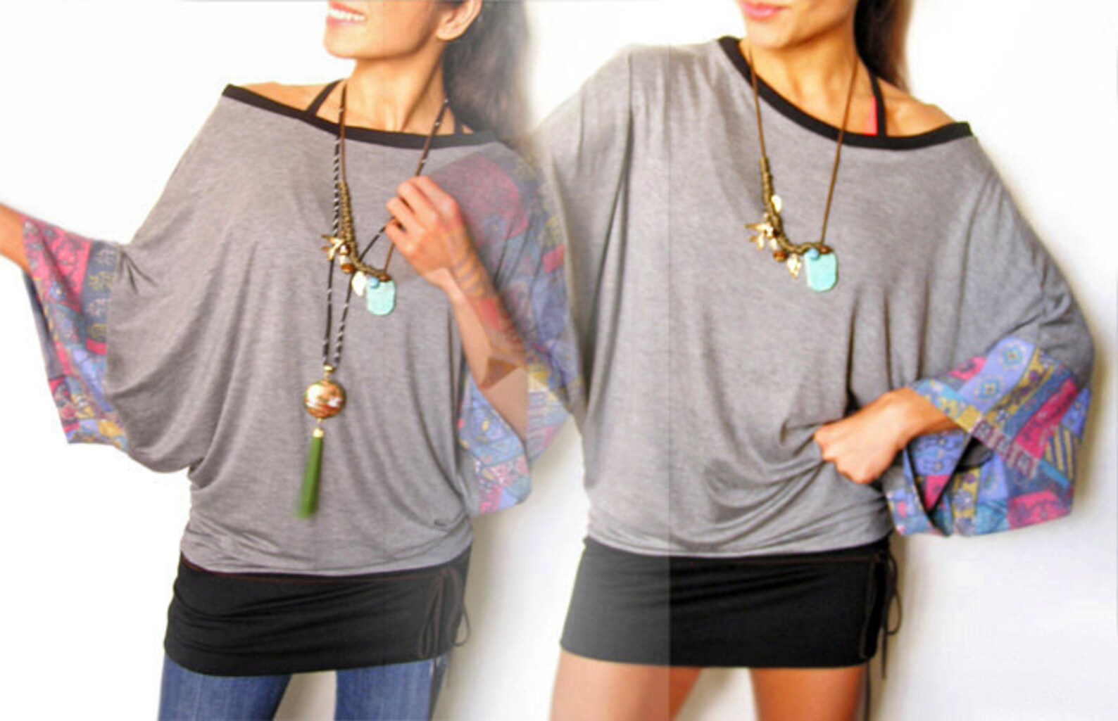 Kimono Heather With Vintage Patch Sleeves Sport Tunic - Etsy