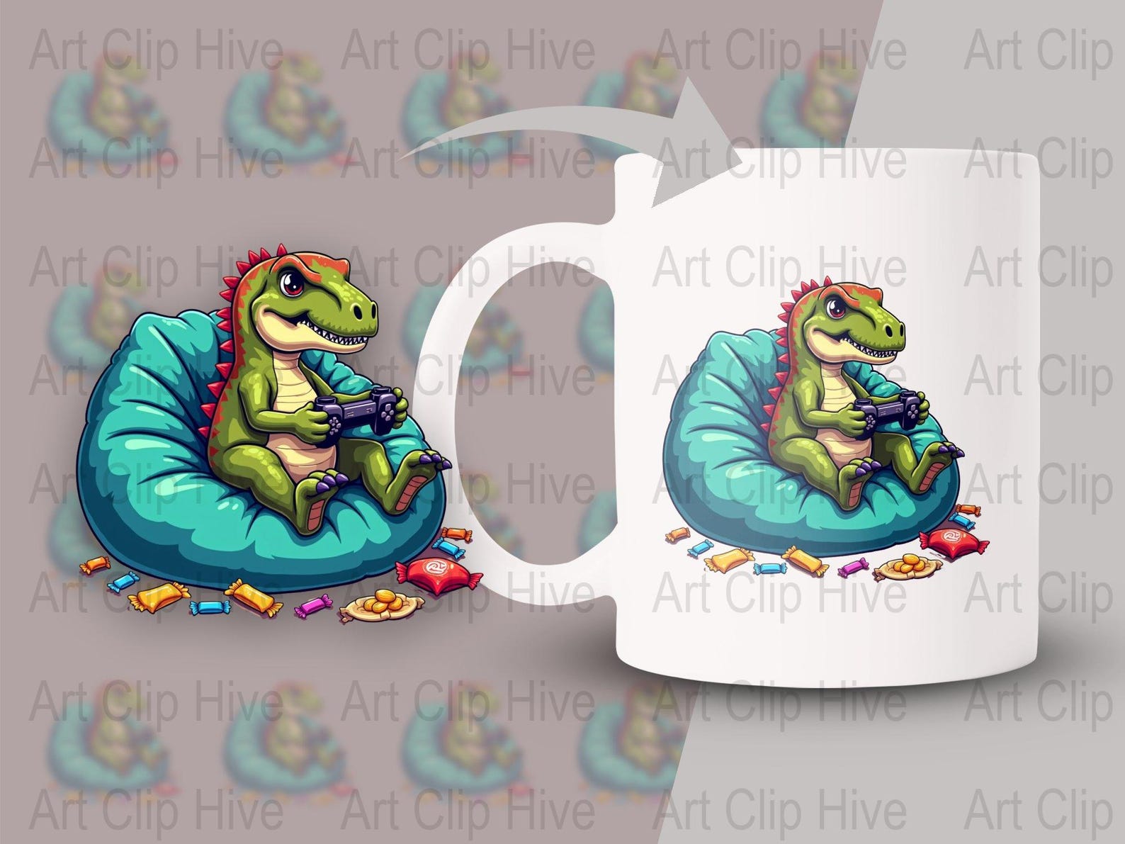 Fun Gaming Dinosaur Png, Cute Cartoon T-rex Playing Video Games Clipart ...