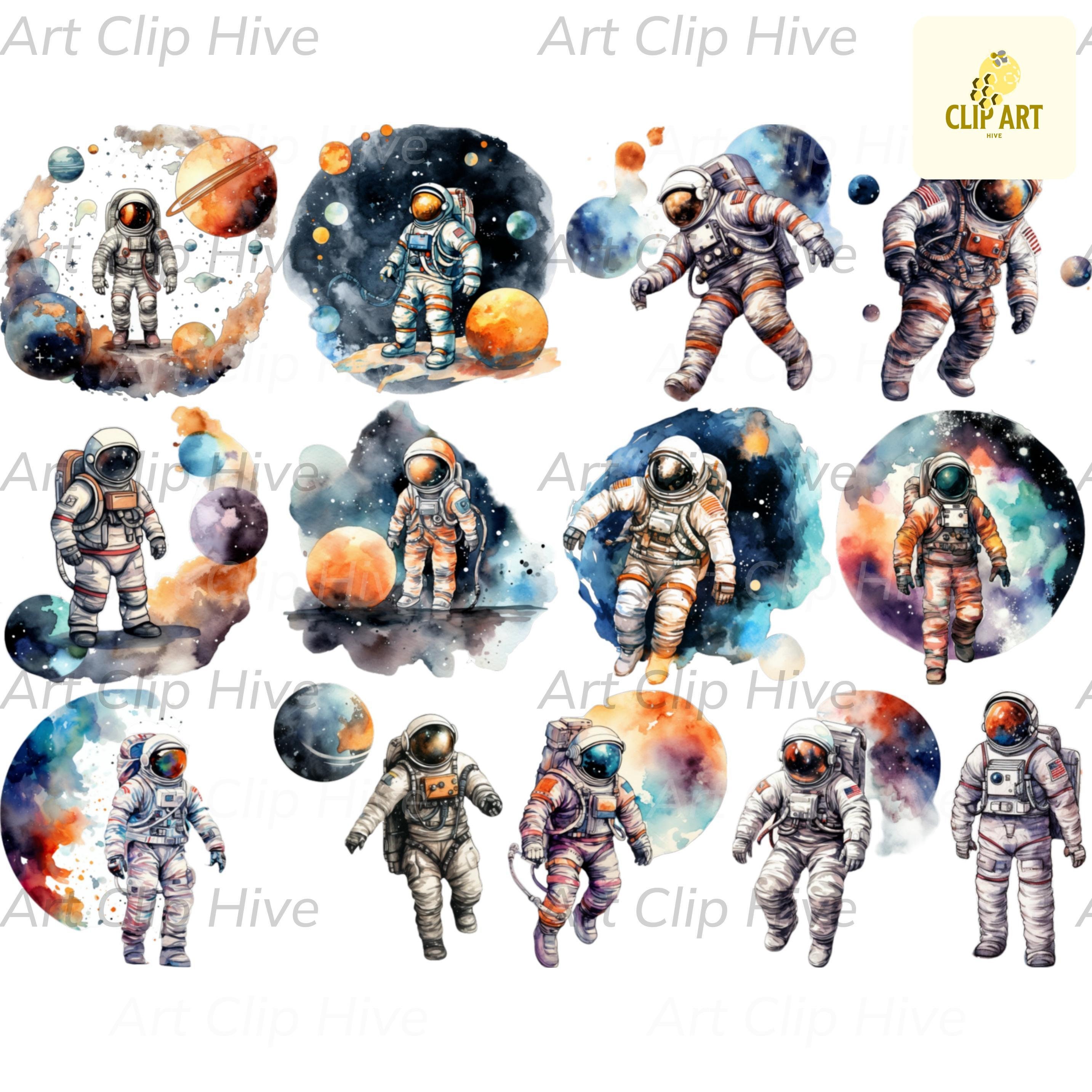 Astronaut and Space Clip Art, Spacesuit Outer Space Astro Adventure PNG ...