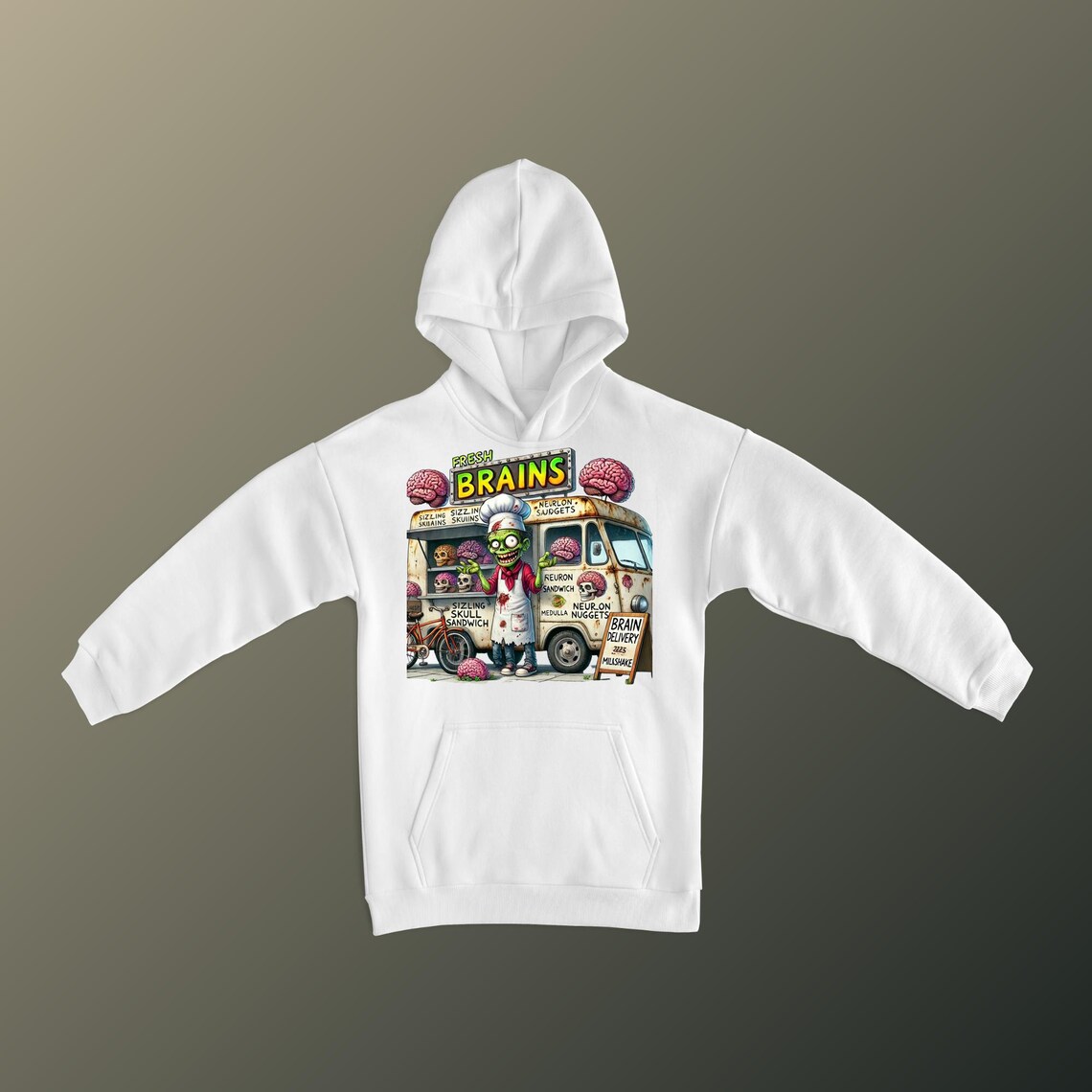 Scary Halloween Zombie Chef PNG, Fresh Brains Food Truck, Zombie ...