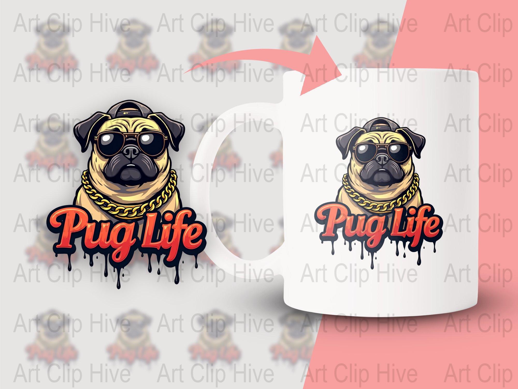 Pug Life Png, Cool Pug Life Digital Art, Hipster Dog Poster, Funny Pug ...