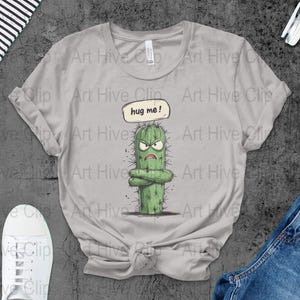 Funny Cactus PNG, Angry Cartoon Cactus With Hug Me Quote, Digital Cactus Clipart, Cute Cactus ...