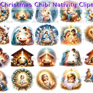 Chibi Nativity Clipart, Christmas Sublimation Design, Mary Joseph PNG ...