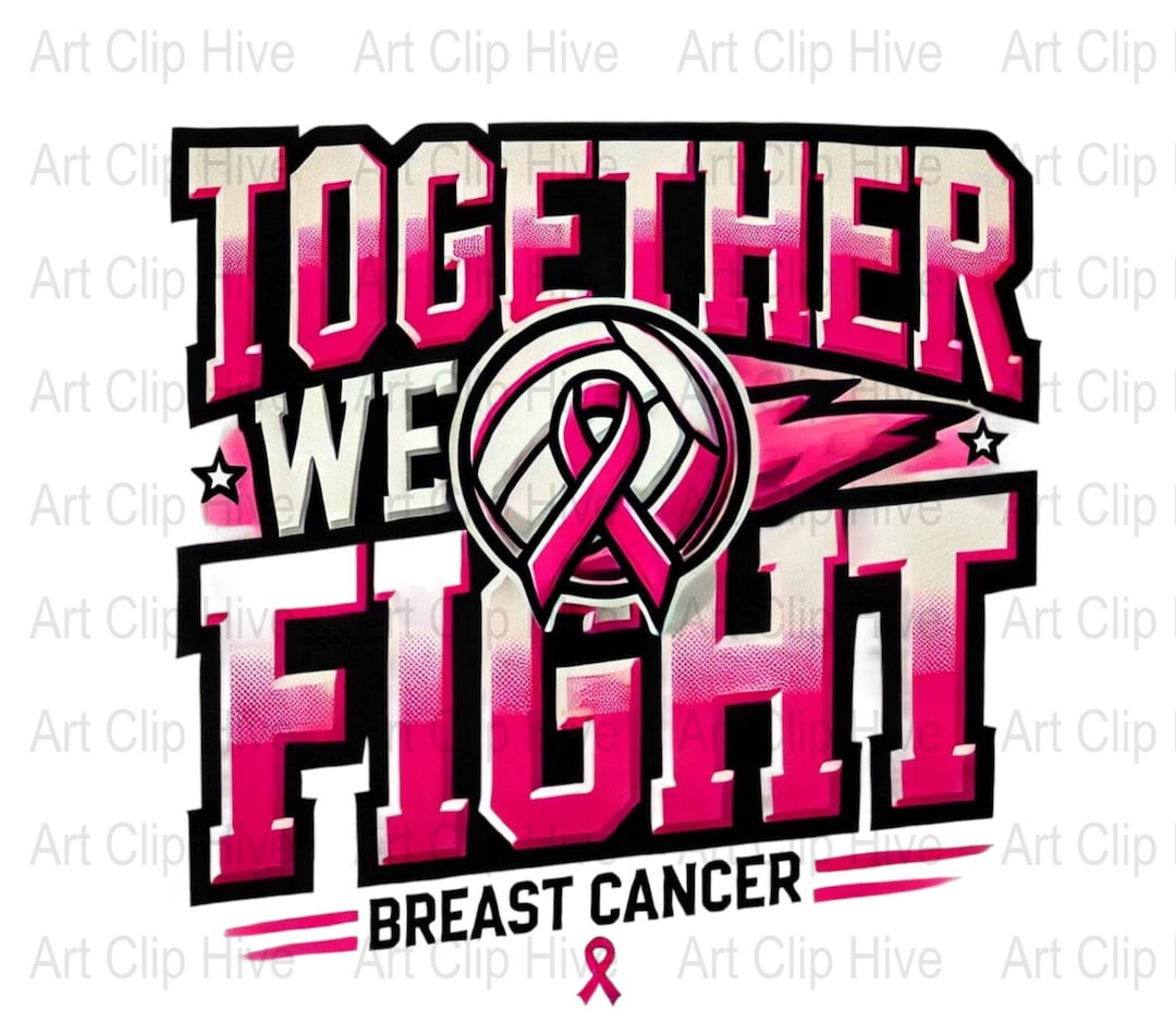 Volleyball Cancer PNG, Together We Fight Breast Cancer Svg, Pink Ribbon ...