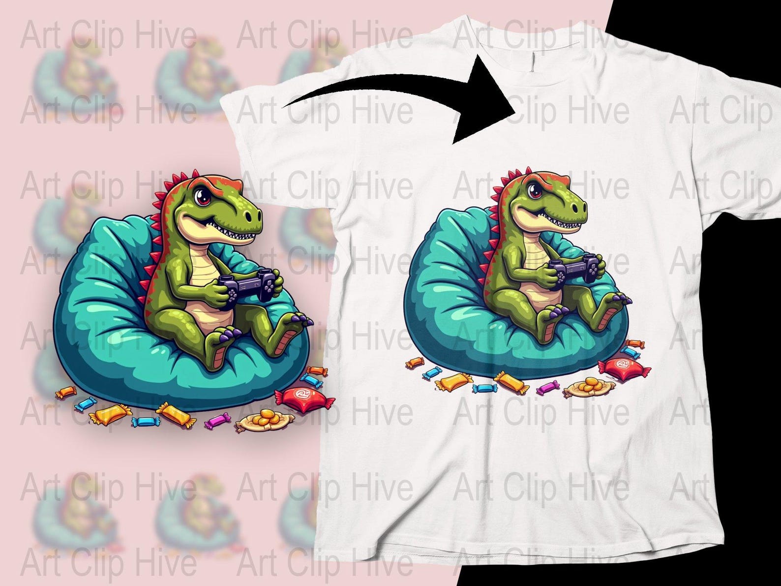 Fun Gaming Dinosaur Png, Cute Cartoon T-rex Playing Video Games Clipart ...