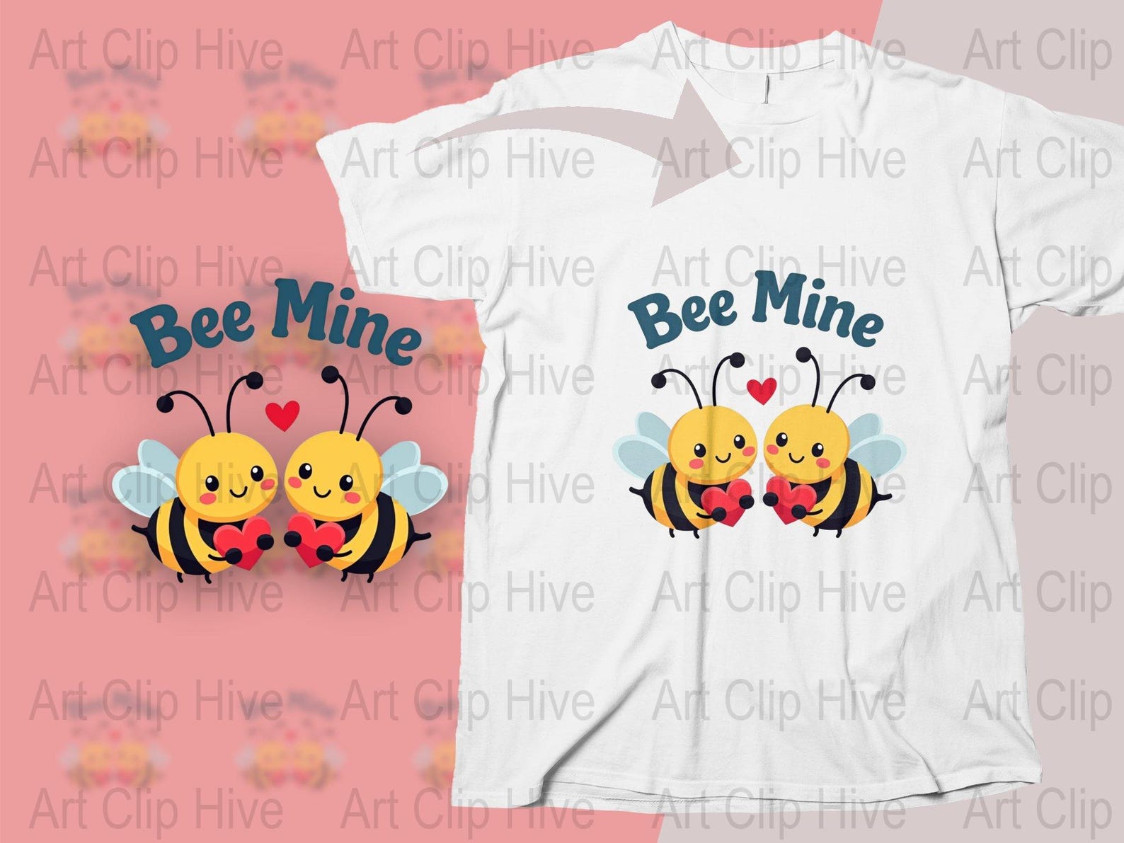 Cute Bee Mine Digital Print, Adorable Bumblebee Valentine's Day Art ...