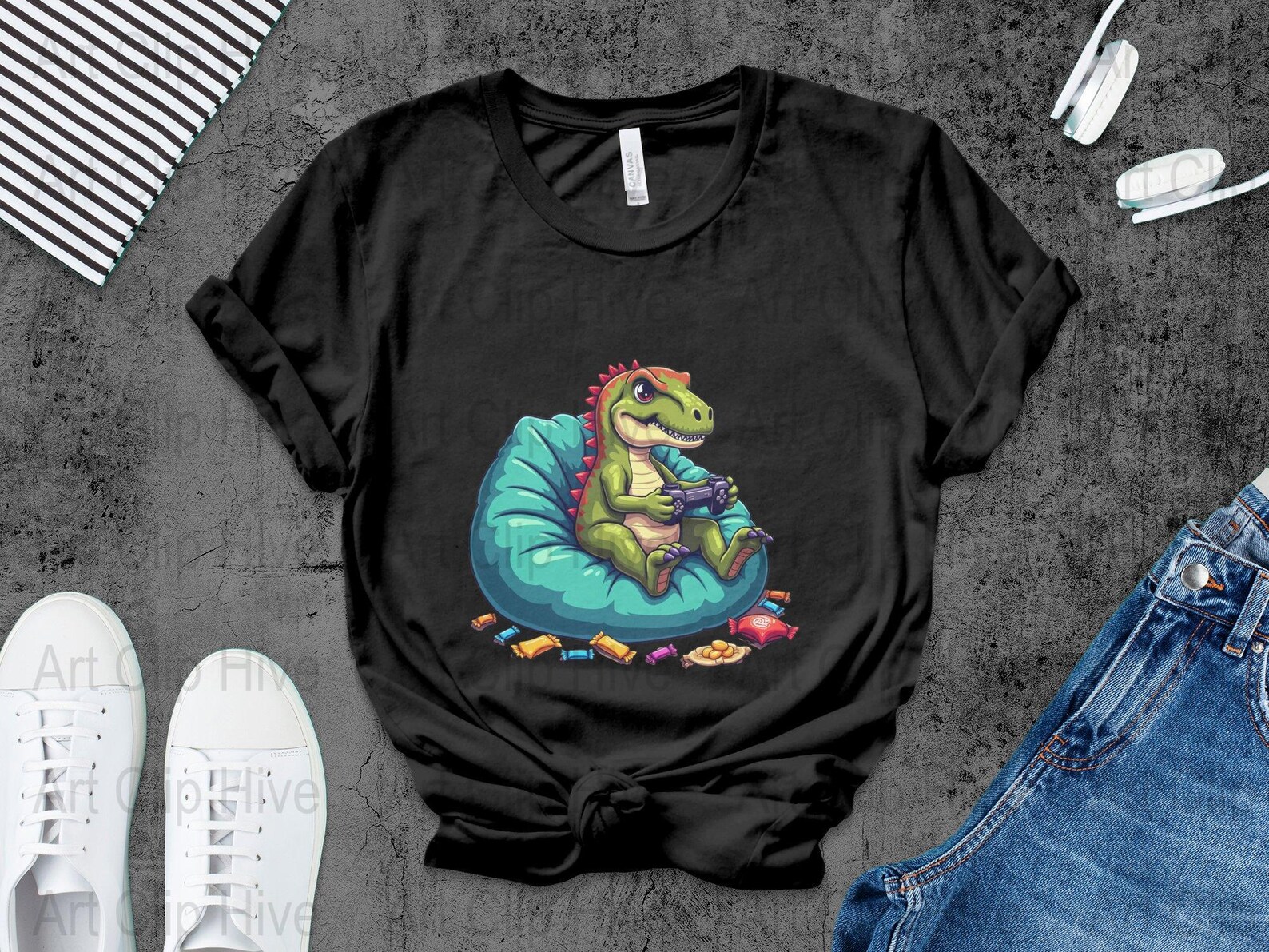 Fun Gaming Dinosaur Png, Cute Cartoon T-rex Playing Video Games Clipart ...