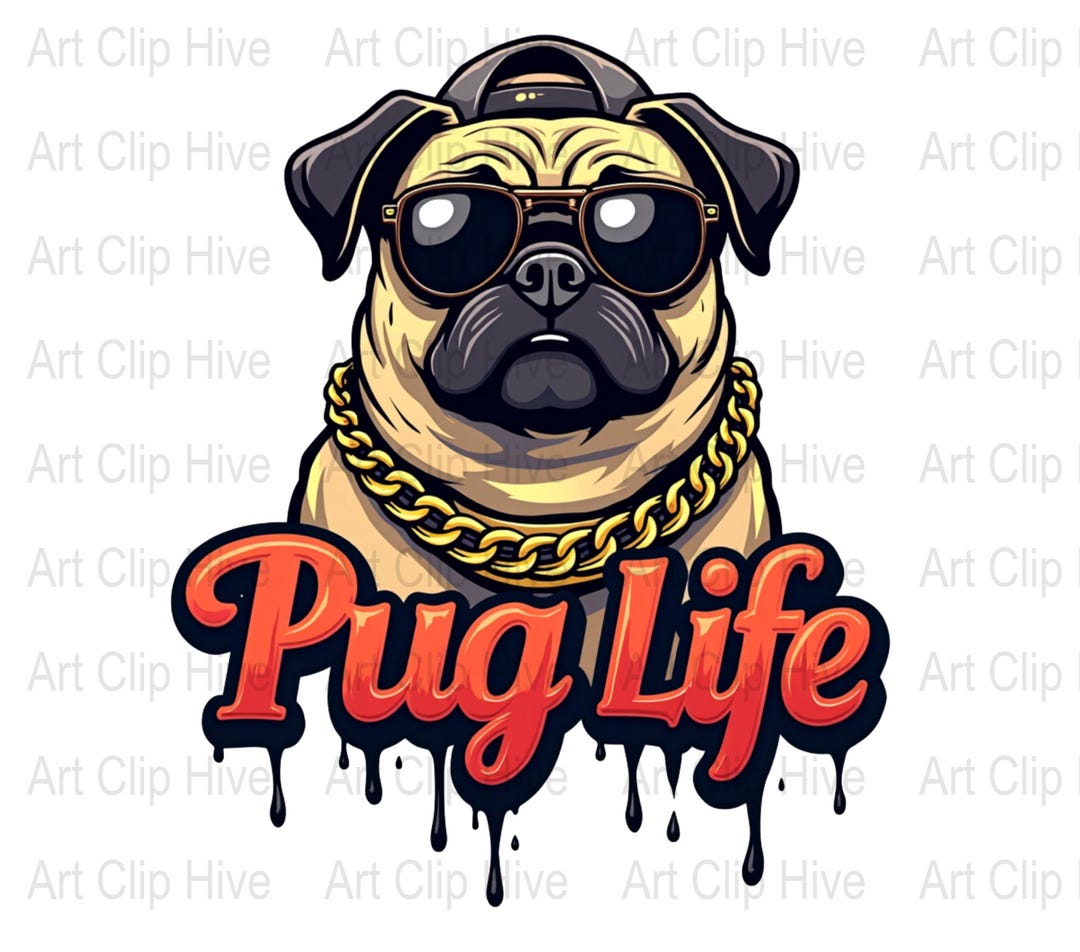 Pug Life Png, Cool Pug Life Digital Art, Hipster Dog Poster, Funny Pug ...