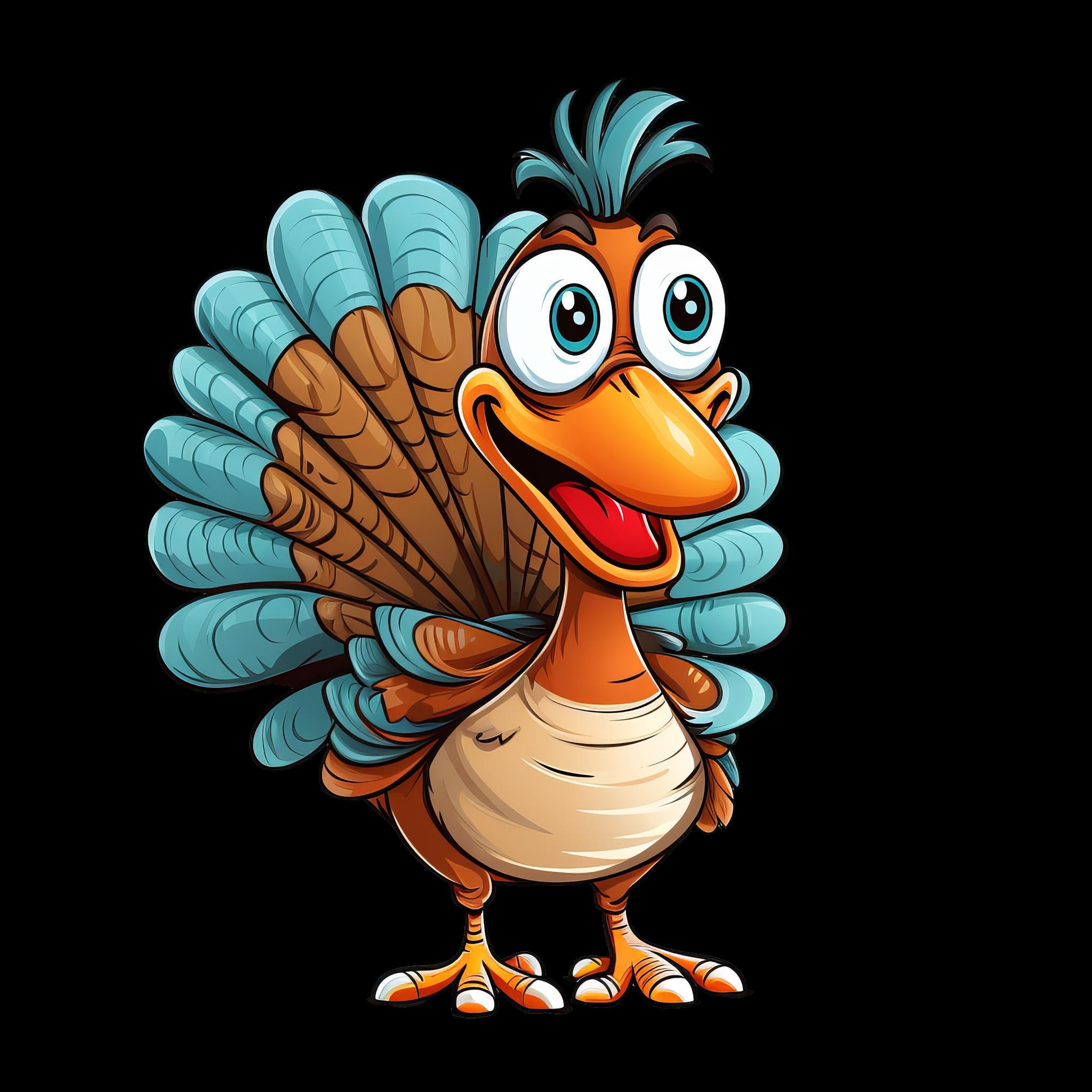 Cute Turkey Clipart, Quirky Cartoon Turkey PNG, Thanksgiving Day Decor ...