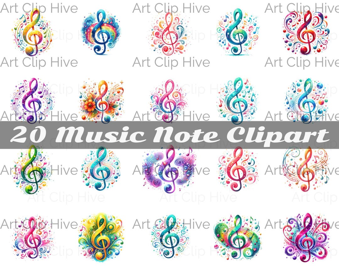 Music Notes Clipart, Watercolor Musical Notation Png, Music Symbols ...