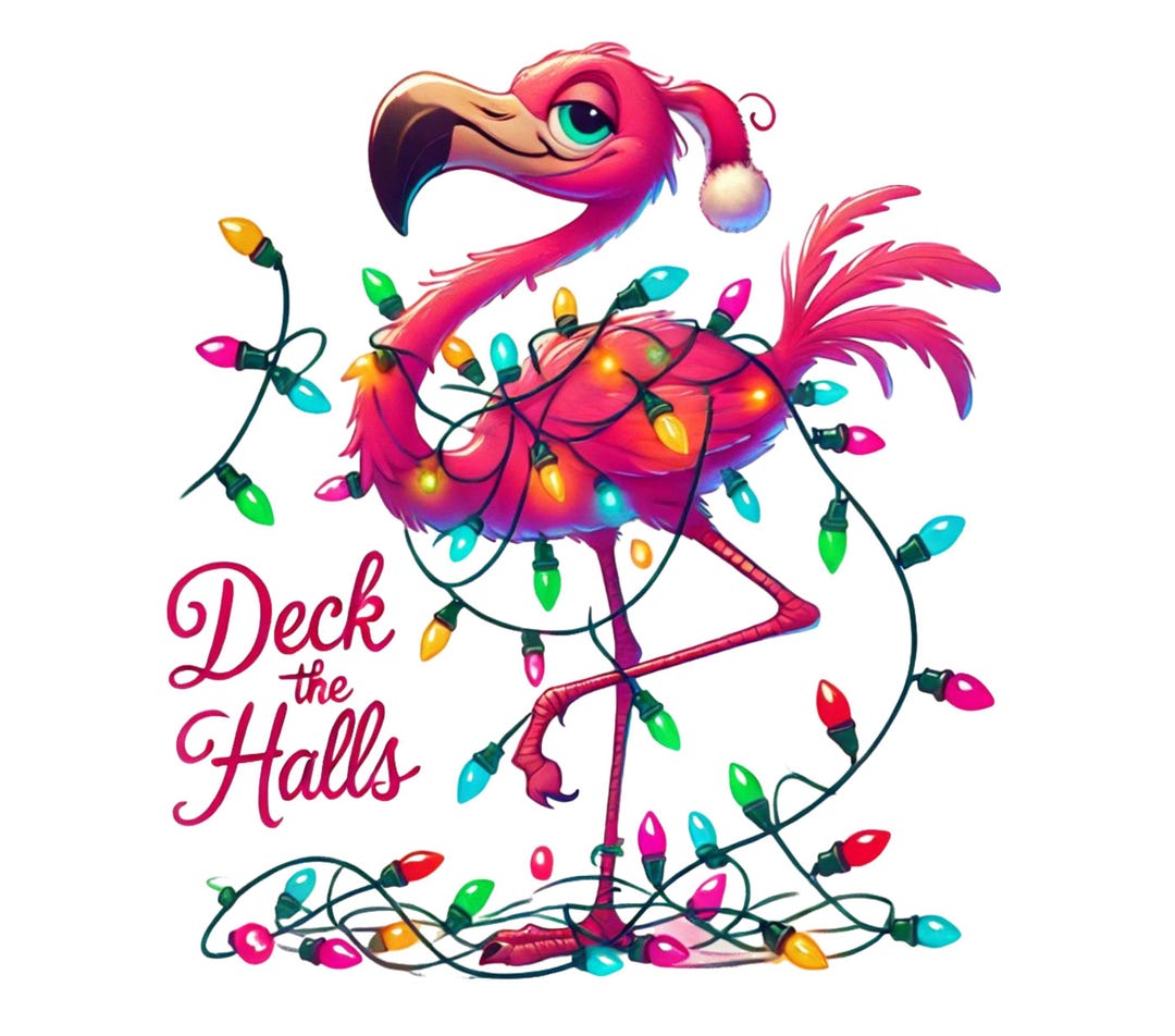 Christmas Pink Flamingo Png, Christmas Lights PNG, Tropical Christmas ...