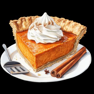 Pie Clipart, Pumpkin Pie Graphics, Bakery PNG, Thanksgiving Dessert ...