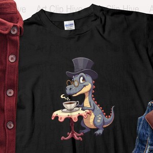 T-rex Tea Party Clipart PNG, Whimsical Dinosaur Drinking Tea ...