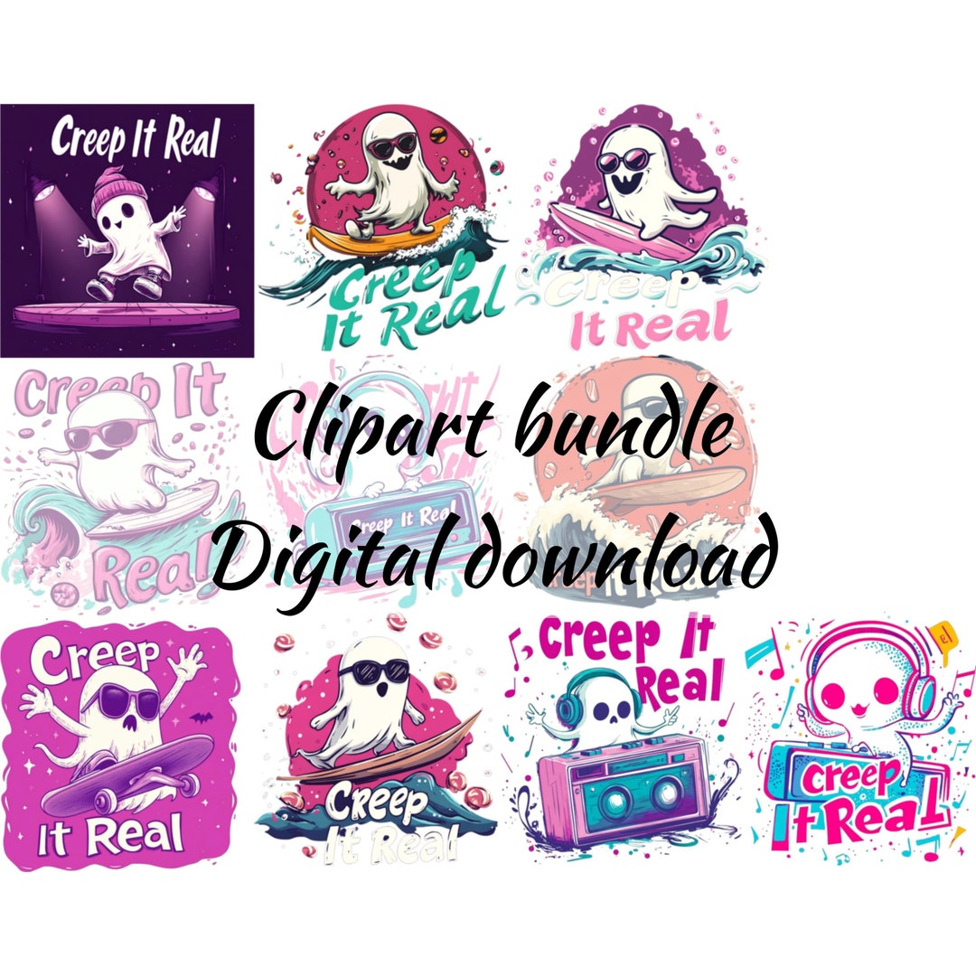 Creep It Real Png Bundle Design, Happy Halloween Cute Ghost Clipart for ...