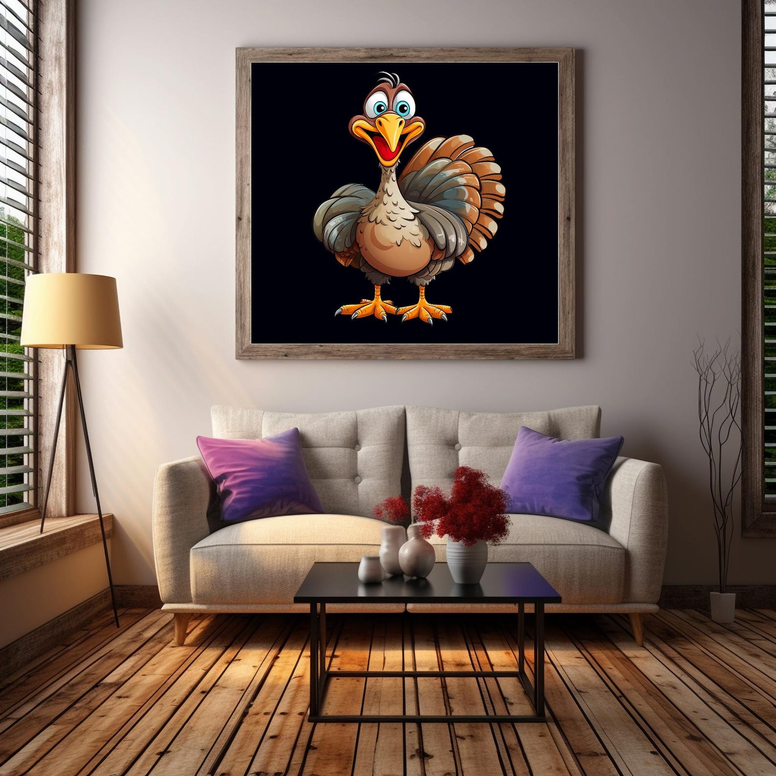 Cute Turkey Clipart, Quirky Cartoon Turkey PNG, Thanksgiving Day Decor ...