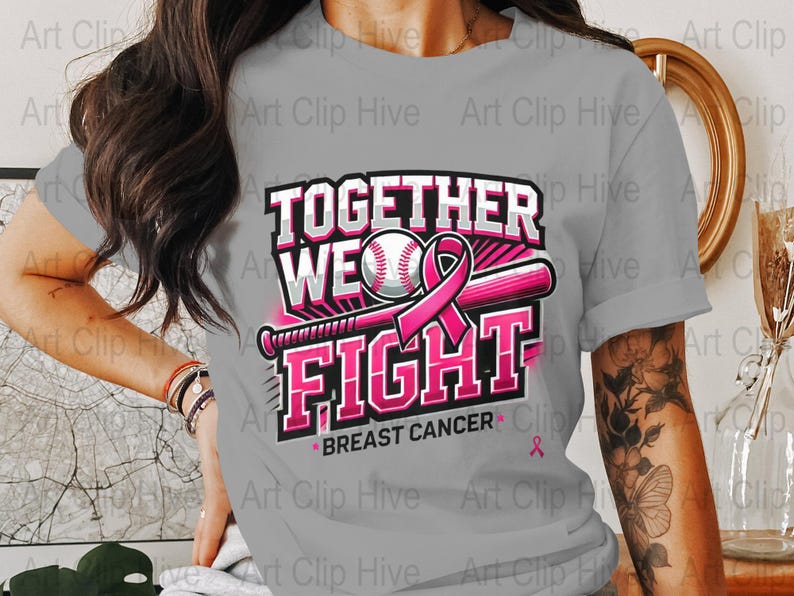 Together We Fight Breast Cancer PNG, Pink Ribbon Awareness Design ...