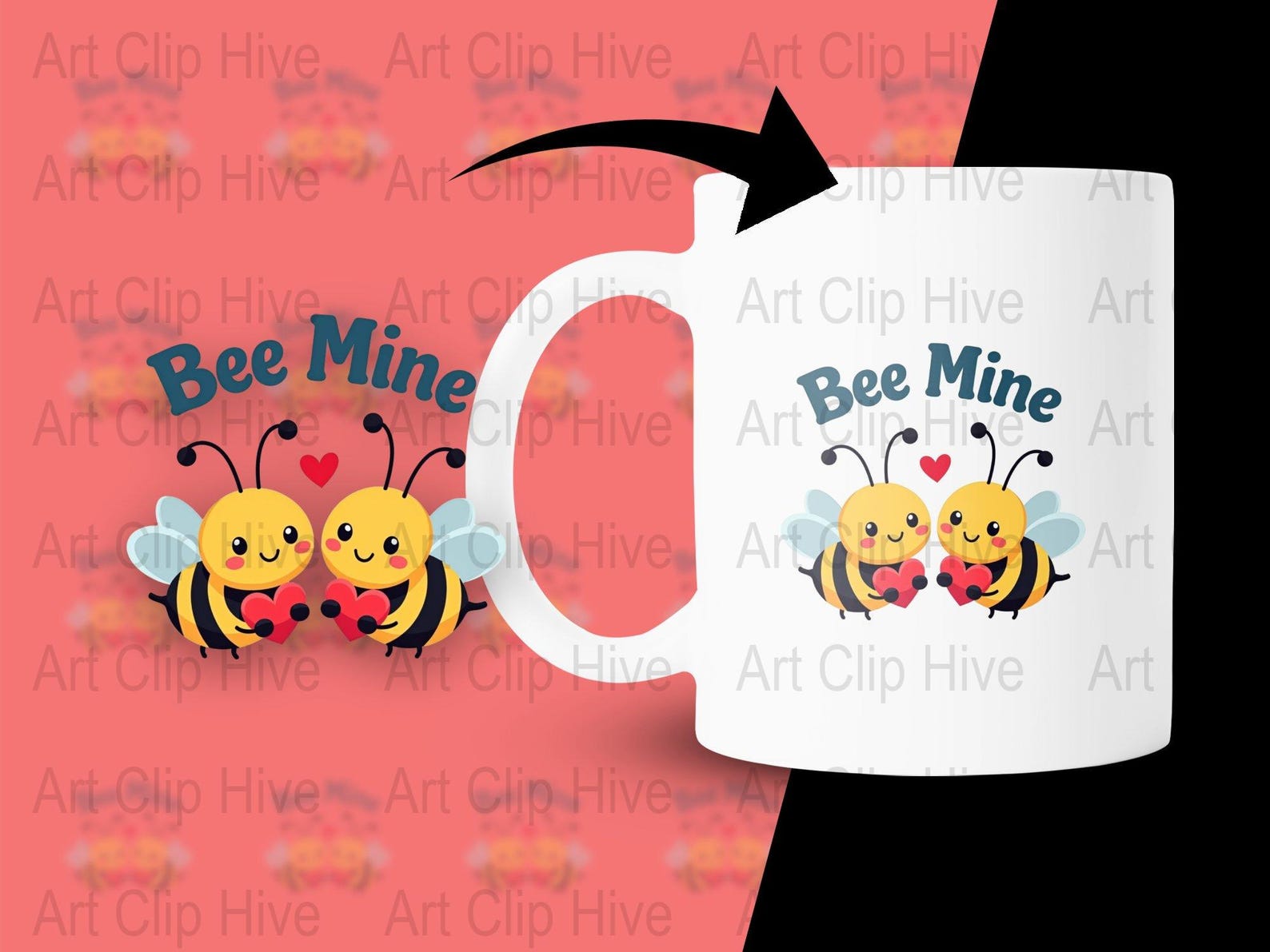 Cute Bee Mine Digital Print, Adorable Bumblebee Valentine's Day Art ...