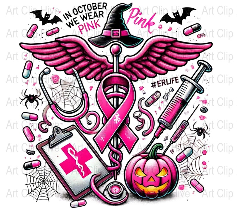 Pink Nurse Life PNG, in October We Wear Pink, Sublimation Design ...
