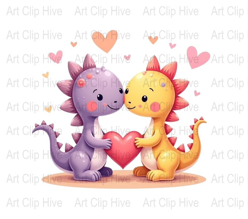 Cute Dinosaur Couple Png, T-rex Digital Download Poster, Adorable Dino ...
