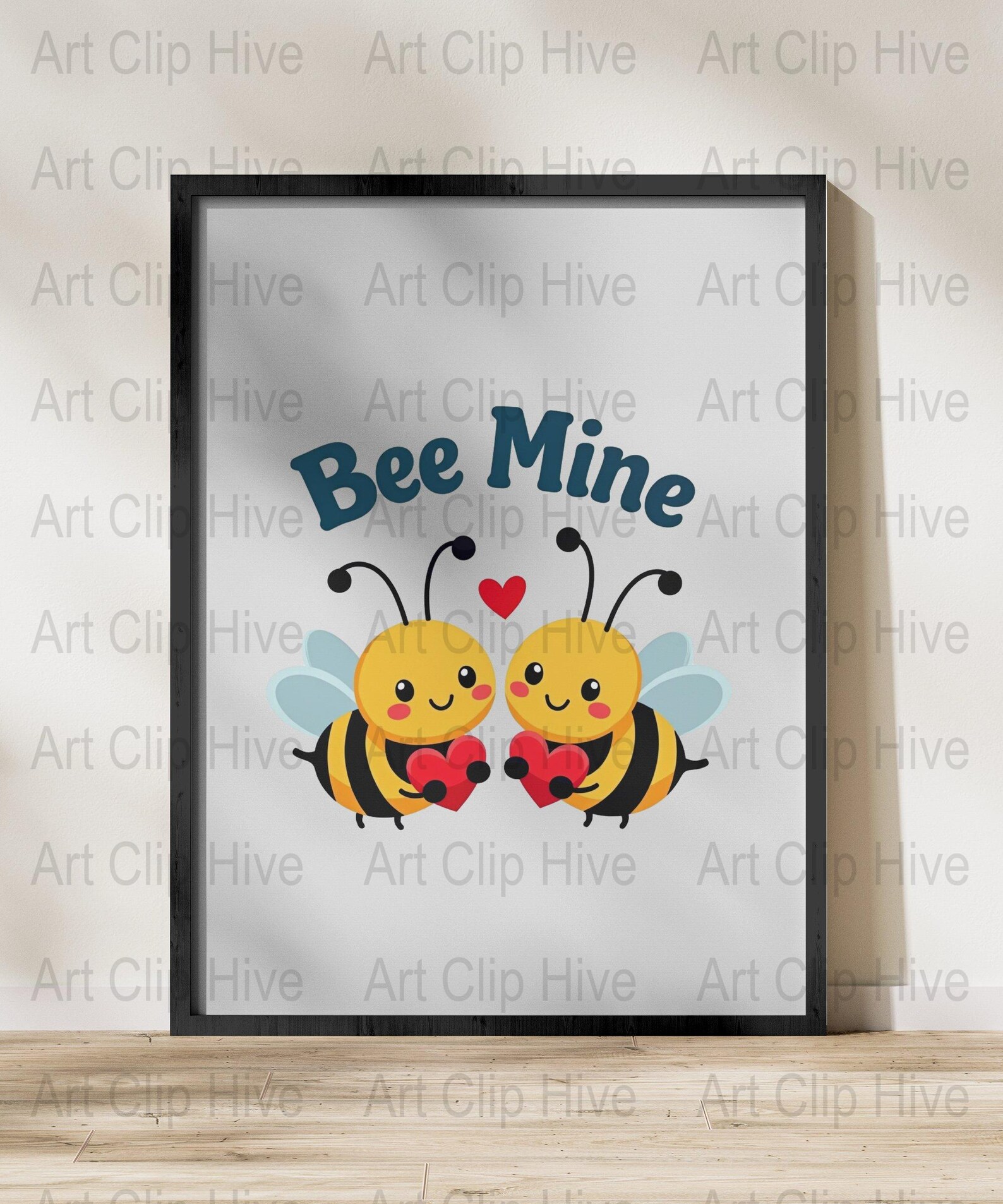 Cute Bee Mine Digital Print, Adorable Bumblebee Valentine's Day Art ...